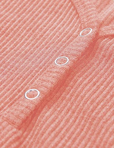 MEROKEETY Womens V Neck Tank Tops Summer Sleeveless Ribbed Button Casual Henley Shirts Salmon