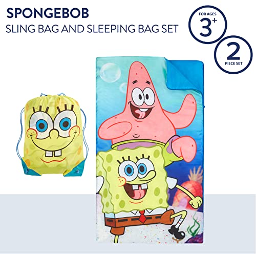 Nickelodeon Spongebob Squarepants Sling Bag and Cozy Lightweight Sleeping Bag, 46β L x 26β W, Ages 3+