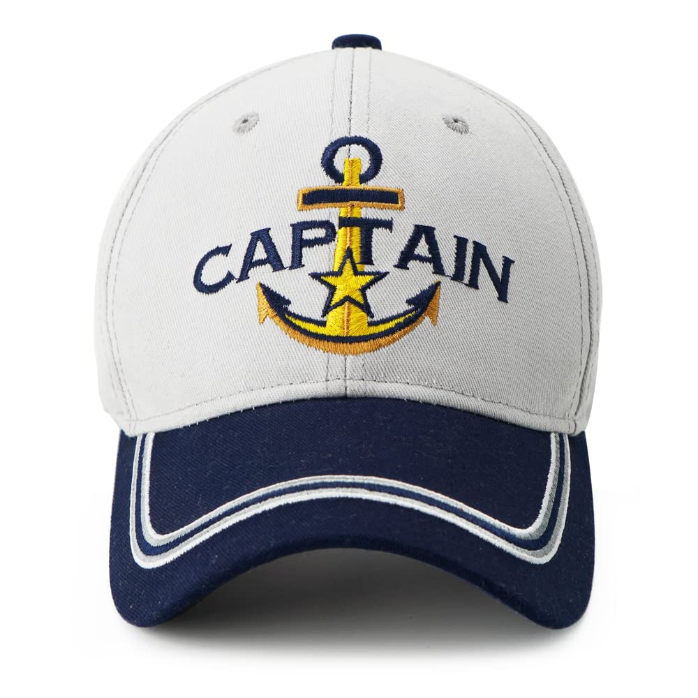 Captain Hat & First Mate | Matching Skipper Boating Baseball Caps | Nautical Marine Sailor Navy Hats (Captain)