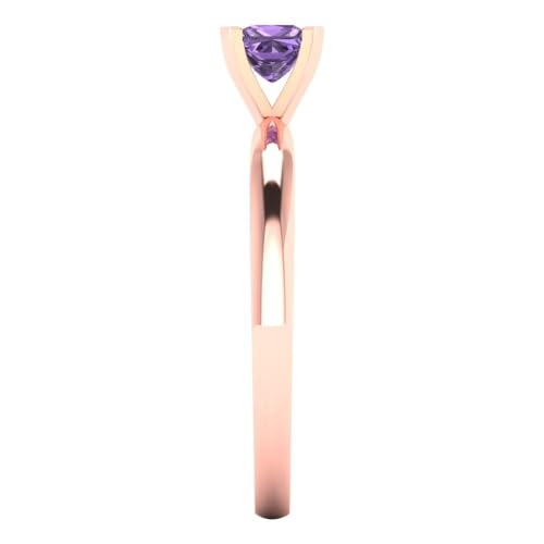 Clara Pucci 0.50 ct Princess Cut Solitaire Simulated Alexandrite Engagement Bridal Promise Anniversary Ring 18K Rose Gold Size 4.5