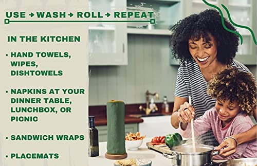 Paperless Towels Roll Washable Cotton Cloth, Reusable Paper Towels - 25 Pack with Durable Cardboard Roll - 10" X 10" Zero Waste Reusable Napkins Eco Friendly