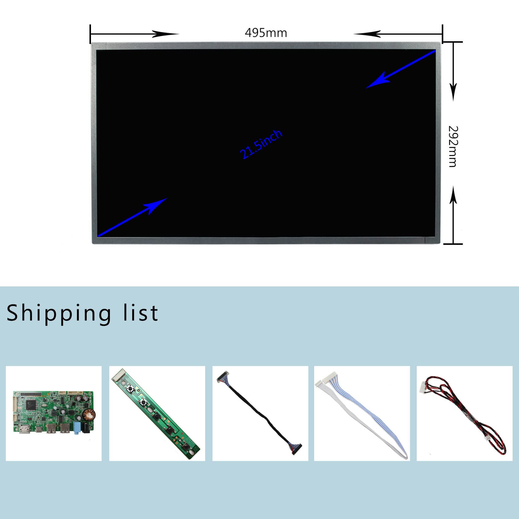 FanyiTek 21.5" HR215WU1-120 1080P IPS LCD Screen and Type C HD-MI USB LVDs Controller Board 30pin