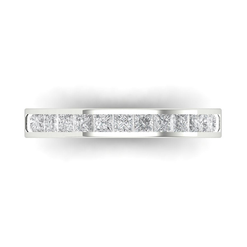 Clara Pucci 0.84 ct Brilliant Princess Cut Clear Simulated Diamond 14k White Gold Wedding Engagement Designer Anniversary Ring Band Sz 7