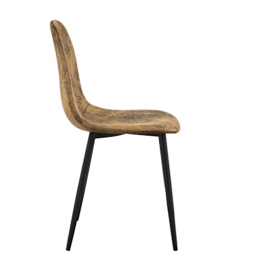 HOMY CASA Dining Chairs Set of 6, Modern Mid-Century Style Dining Room Side Chairs Accent Chairs with Black Metal Legs Comfortable for Kitchen Lounge Farmhouse, Rustic Brown, 6PCS(Only Chairs)
