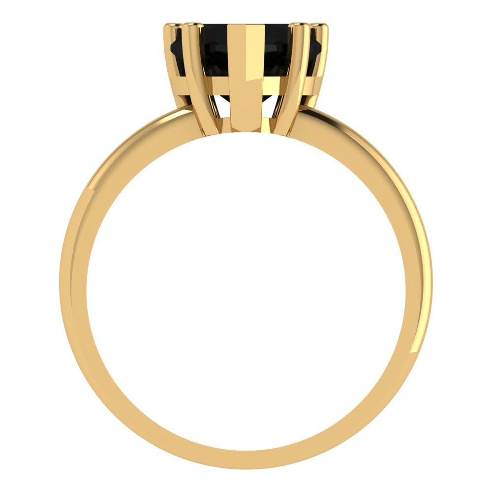 Clara Pucci 2.0 ct Heart Cut Solitaire Natural Black Onyx 5-Prong Engagement Bridal Promise Anniversary Ring 14k Yellow Gold 7