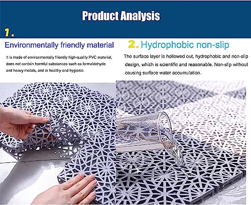 Modular Garage Flooring Tile - Interlocking Soft PVC, 12"x12" Pool Patio Floor, Non-Slip Splicing Floor Mat, Interlocking Drainage Mats Outdoor Indoor (B)
