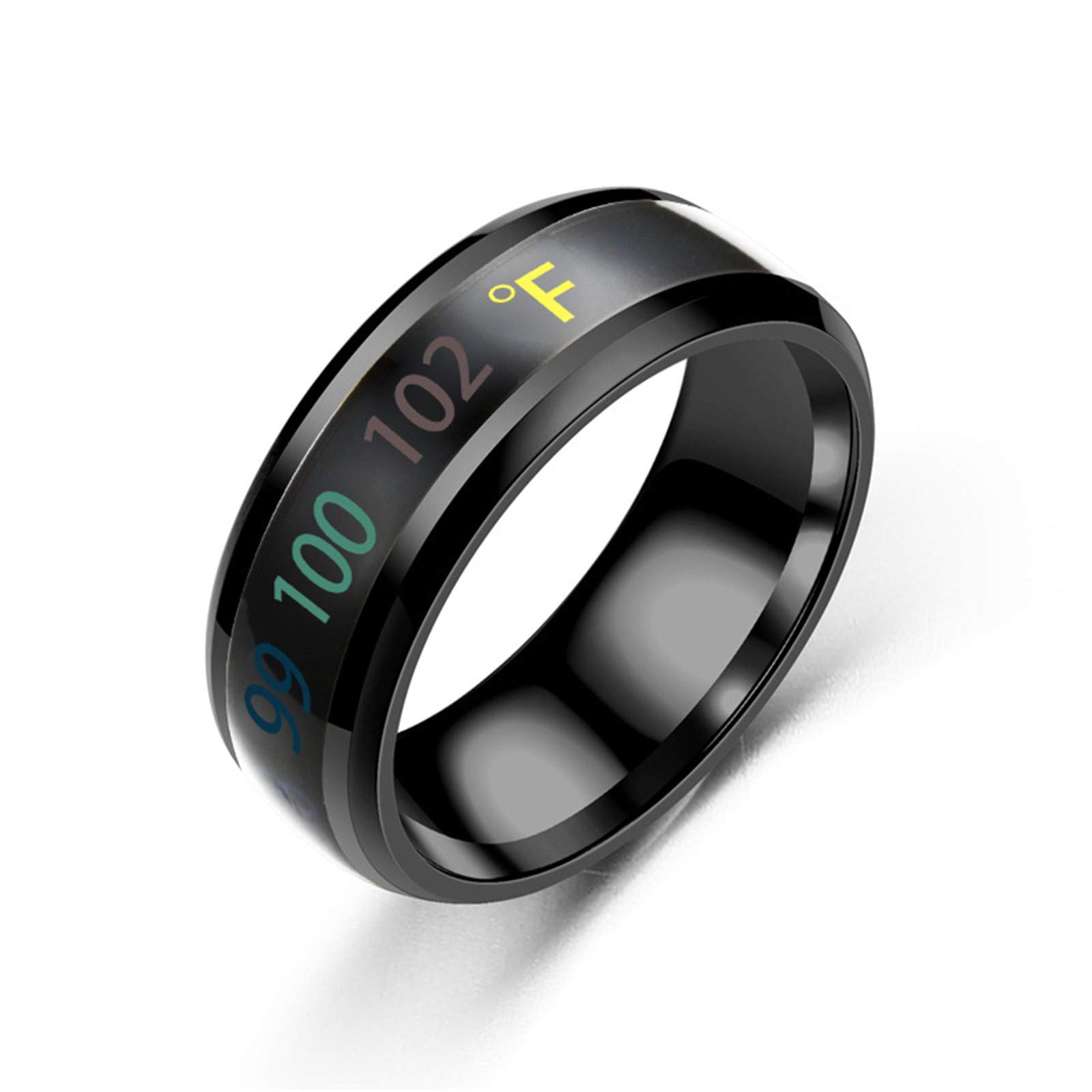 Couple Temperature Rings Fashion New Physical Intelligent Induction Finger Stackable Joint Ring Mood Display Ring Magic Jewelry for Women Men Knuckle Thumb Ring-8 Black