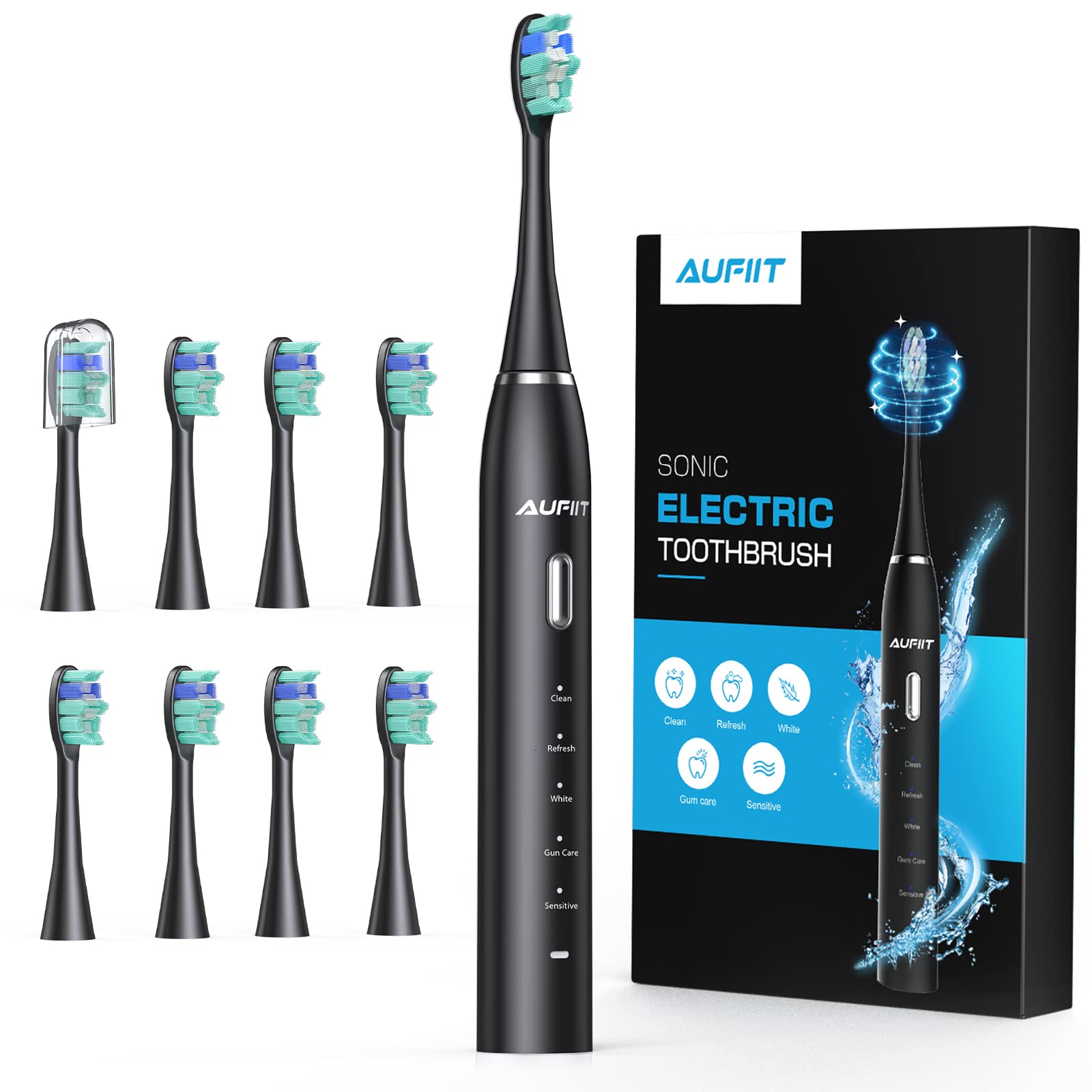 Sonic Electric Toothbrush for Adults - Power Electric Toothbrushes with 8 Premium Brush Heads, Rechargeable Power Electric Toothbrush with 5 Modes & Smart Timer,3 Hours Fast Charge for 60 Days Use