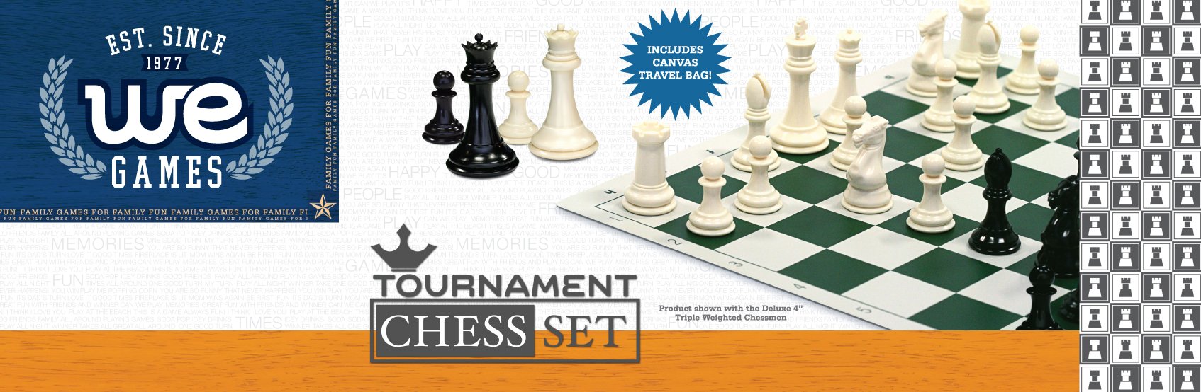 Tournament Chess Set with Electric Blue Bag - 3.75 in. King Solid Plastic