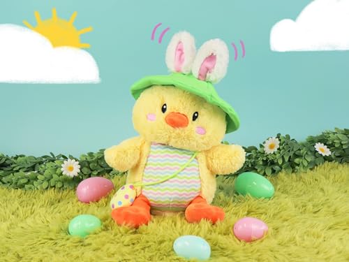Cuddle Barn - Sunny Wiggles | Animated Easter Chick Stuffed Animal Plush Toy, Spring Easter Basket Stuffer Decoration, Wiggles Ears and Bops to Little Bunny Foo Foo, 12 Inches