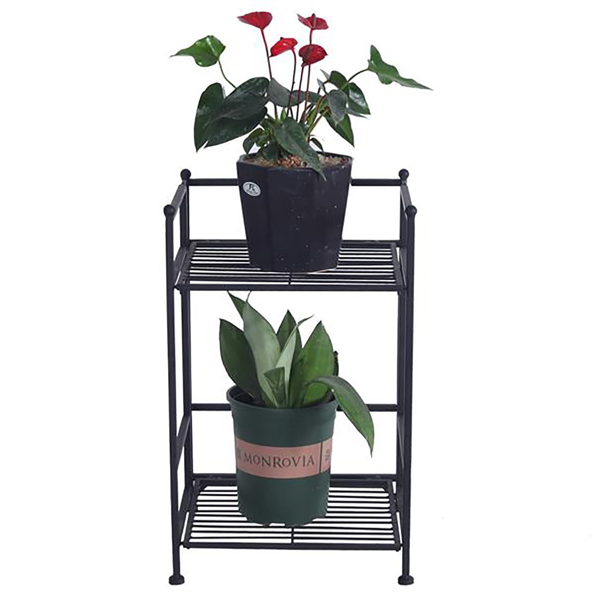 Double Folding Metal Shelving, Removable Garage Shelving, Kitchen and Garden Shelving, Black