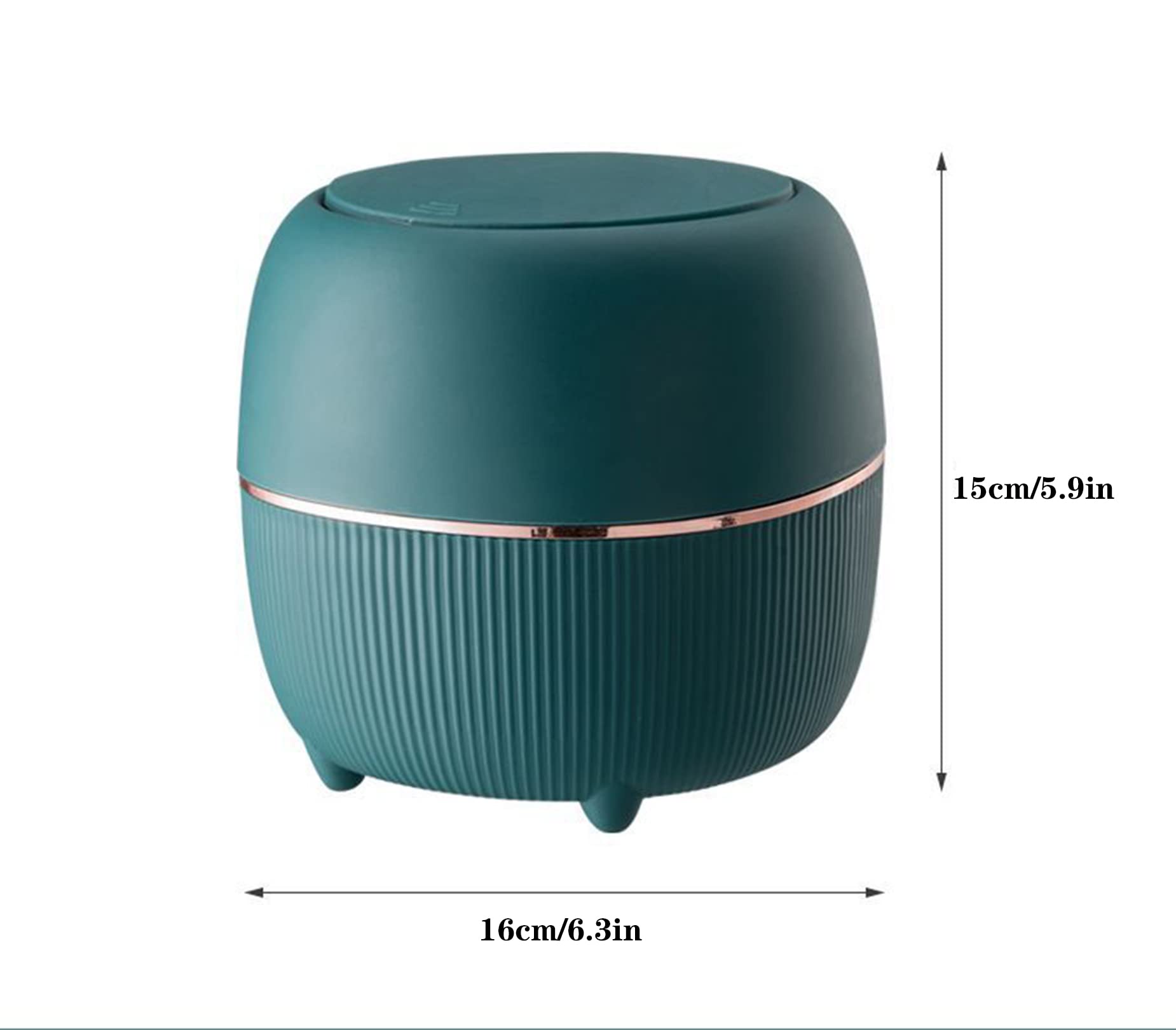 Plastic Trash can Creative Mini Desktop Trash can, with lid Small Home Office Cleaning Trash Button Desktop Storage bin, with 50 Trash Bags (Green)