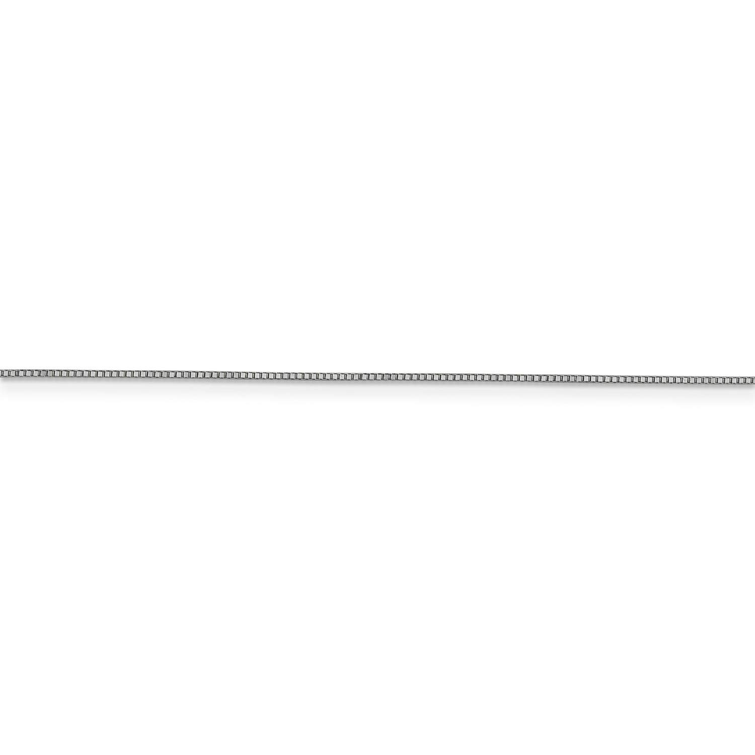 Classic Box Chain Necklace in Real 10k White Gold 0.7 mm x 22 inches