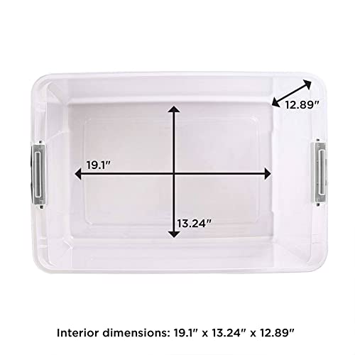 HOMZ 64 Quart Clear Storage Bins Stackable Containers for Organizing, w/ Secure Seal Latching Lid for Home, Garage, & Basement Organization (2 Pack)