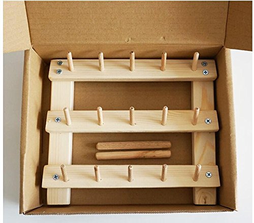 NW 15-Spools Wooden Thread Holder Sewing and Embroidery Thread Rack and Organizer Thread Rack for Sewing with Hanging Hooks