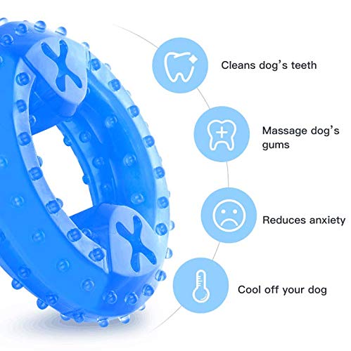 NWK Pet Teether Cooling Chew Toy for Dogs Teething Toy for Puppies, Fit with Treats for More Fun (Chewing Ring)