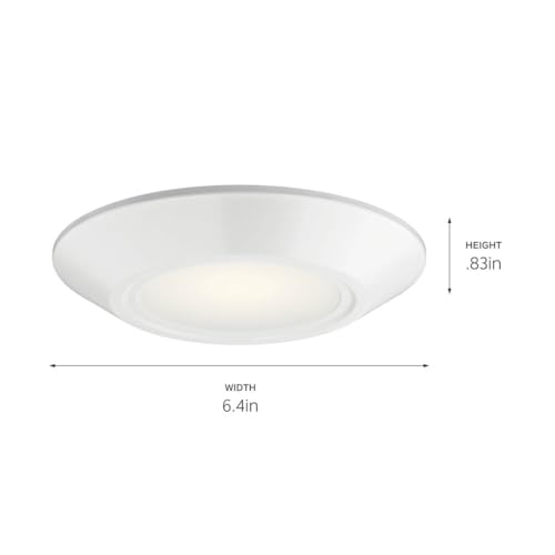 Kichler Horizon LED Downlight in White, 6.4" Flush Mount Interior Dimmable Light, 3000K, Wet Rated Integrated LED, (6.4" W x 1.3" H), 43873WHLED30, White