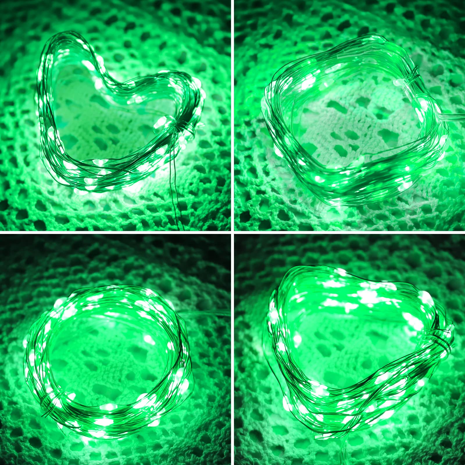 Solar String Lights Outdoor Green, 2 Pack 100LED Christmas Lights Waterproof Fairy Lights for Bedroom, Garden, Yard, Patio, Xmas Tree, St. Patrick's Day Decor-Green