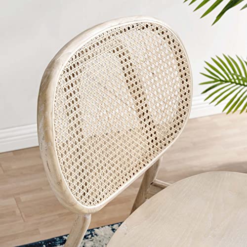 Modway Malina Wood Cane Rattan in Gray, Dining Side Chair