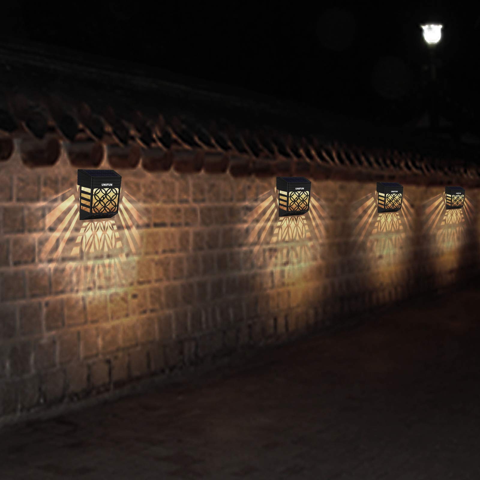 UNIFUN Solar Fence Lights, Solar Decorative Garden Lights, Waterproof Wireless Outdoor Lights for Garden, Fence, Patio Use (8Pack)