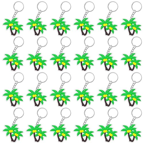 CiciBear 24 Pack Coconut Tree Keychains Party Decoration for Guests, Hawaiian Party, Luau Aloha Baby Shower, School Party, Summer Beach Kids Birthday