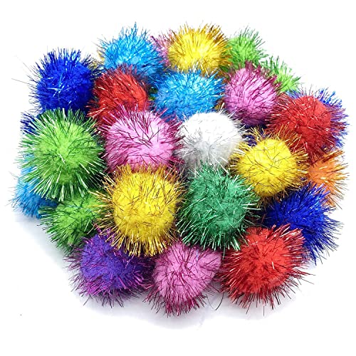 Hulless 20 Pcs 2 Inch Cat Sparkle Balls Toy Interactive Balls for Kittens Exercise and Cats Play and Chase