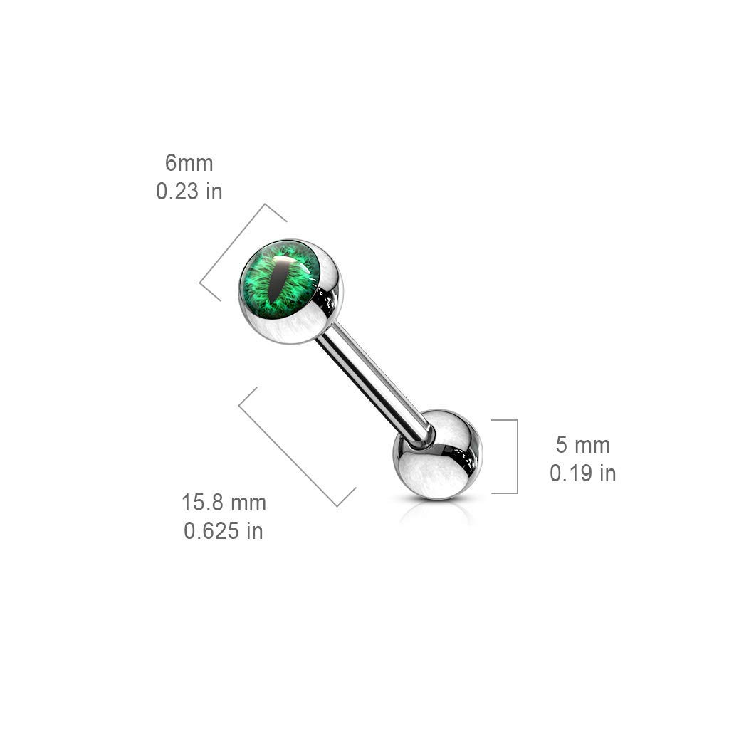 Covet Jewelry Snake Eye Inlaid Ball 316L Surgical Steel Barbells (Red)