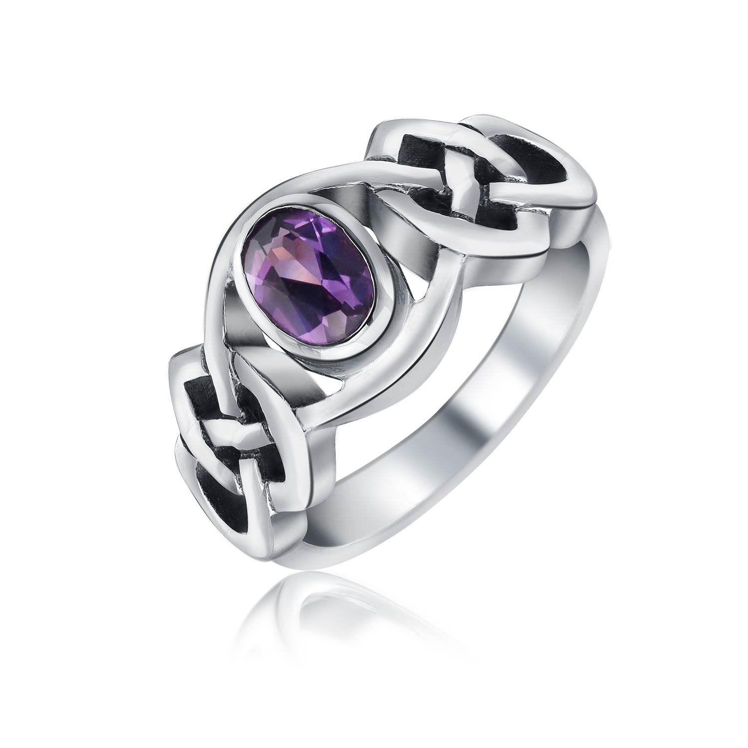 Bling Jewelry Shift Simulated Alexandrite Celtic Knot Ring Sterling Silver ,8