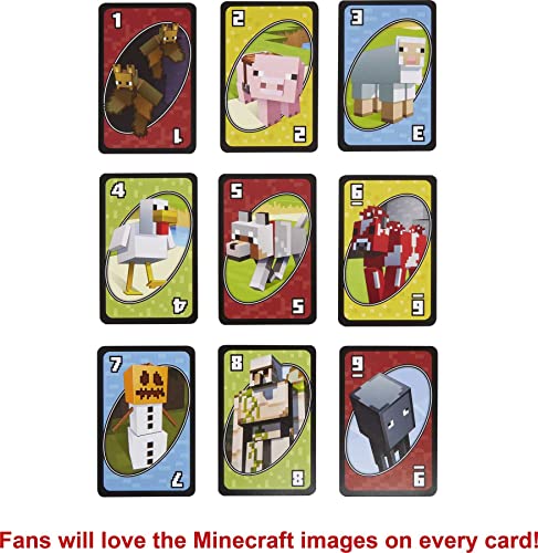 Mattel Games UNO Minecraft Card Game for Family Night with Minecraft-Themed Graphics in a Collectible Tin for 2-10 Players (Amazon Exclusive)