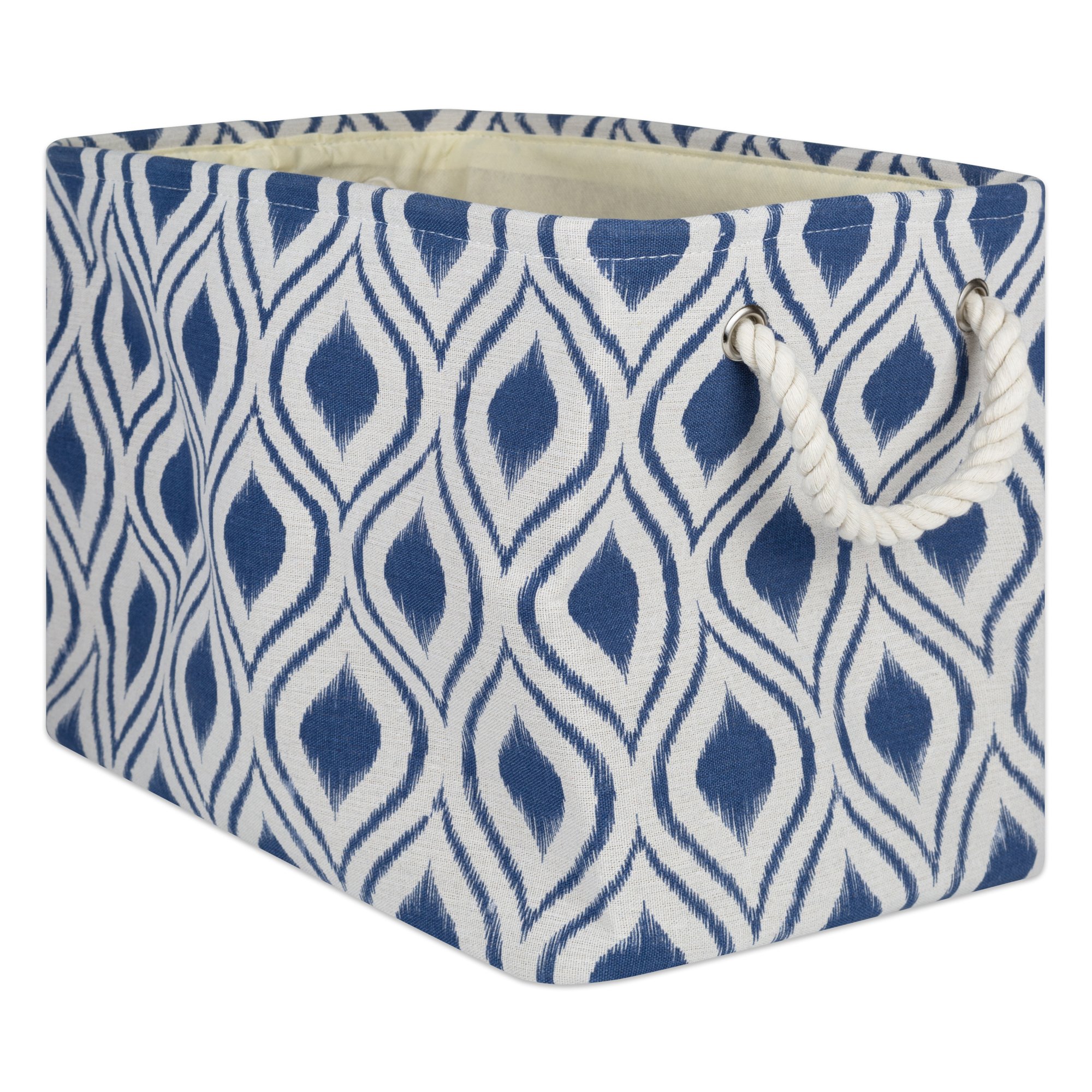 DII Polyester Container with Handles, Ikat Storage Bin, Large Round, Barn Red