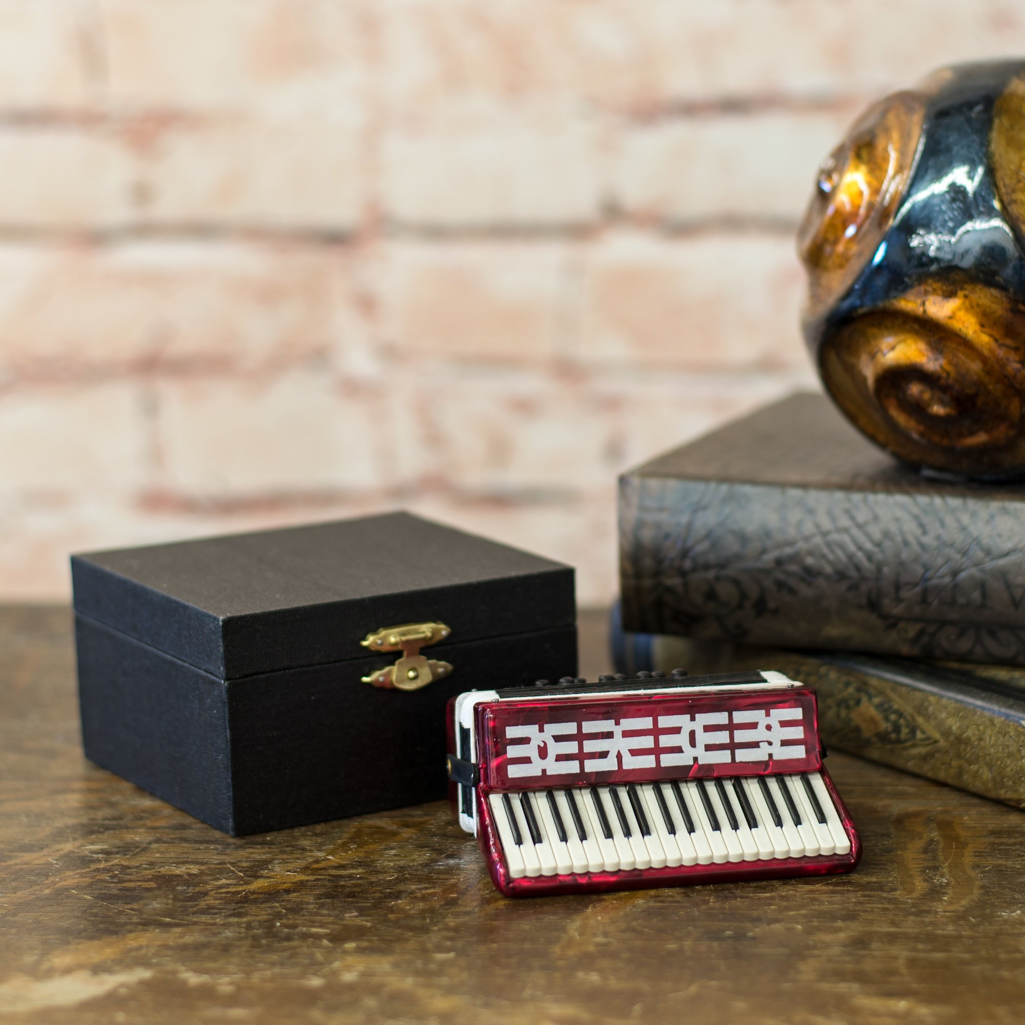Broadway Gift Accordion Miniature Replica Burgundy 3 x 3.5 Resin Stone Tabletop Figurine