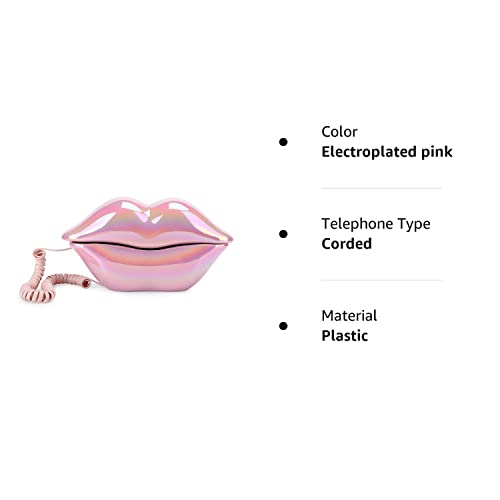 Lip Landline Phone, Electroplating Funny Lip Shape Telephone, Home Desktop Corded Fixed Telephone for Home Office Phones…