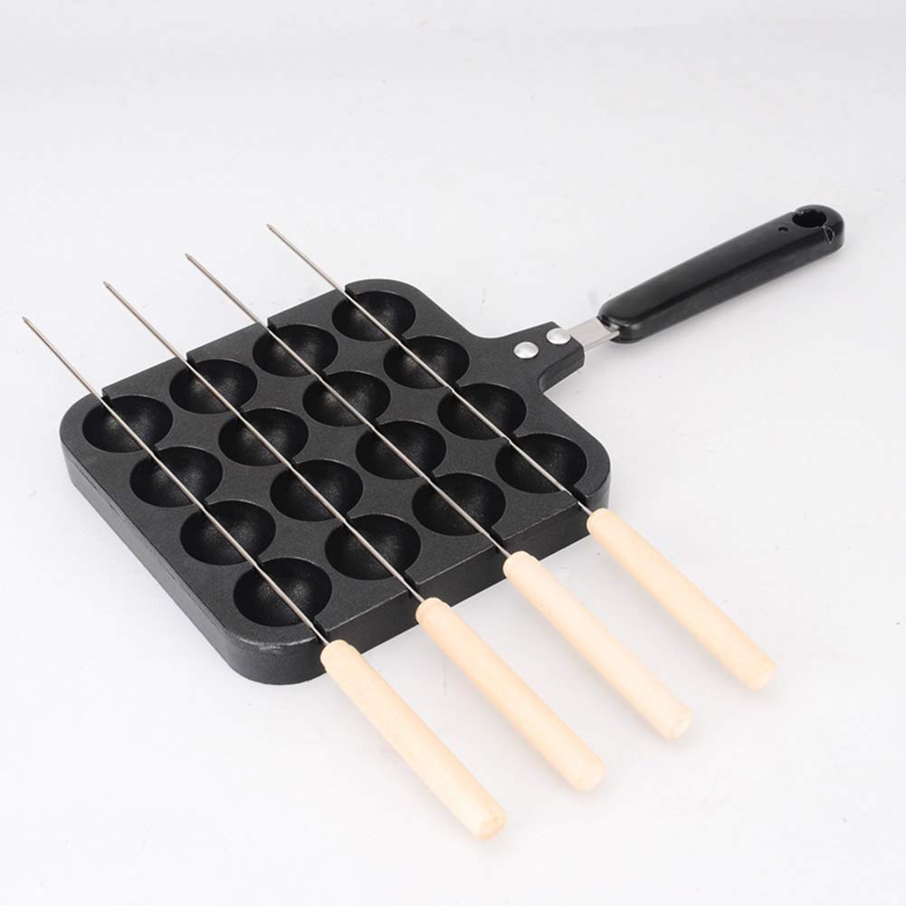 Takoyaki Grill Pan Plate, 16 Holes Stuffed-Pancake Pan Takoyaki Maker, Takoyaki Baking Mold Tray with 4 Baking Pins | Non Stick, Cooking Baking Mold Tool for Octopus Ball(black)