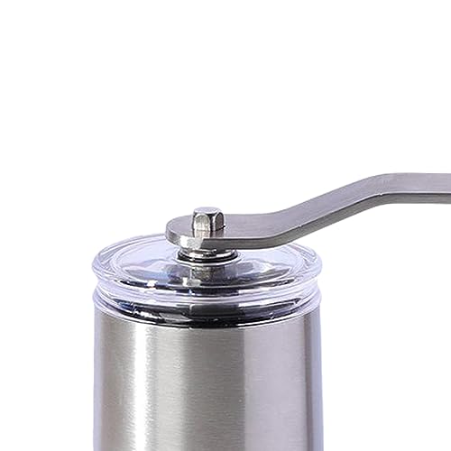 KLKCMS Coffee Grinder, Conical Burr Mill, Ceramic Burrs, Coffee Beans Mill Hand Crank Coffee Mill Manual Grinder for Outdoor Camping Travel, Silver