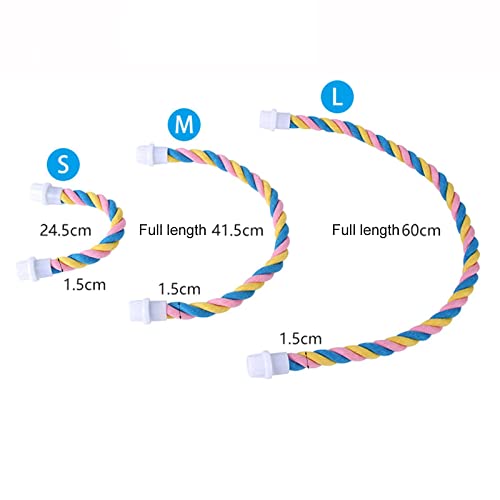 KLKCMS Colorful Bird Rope Perch Hanging Stand Climbing Rope for Parrot Budgies Parakeets Cockatiels, 23.6inch Length