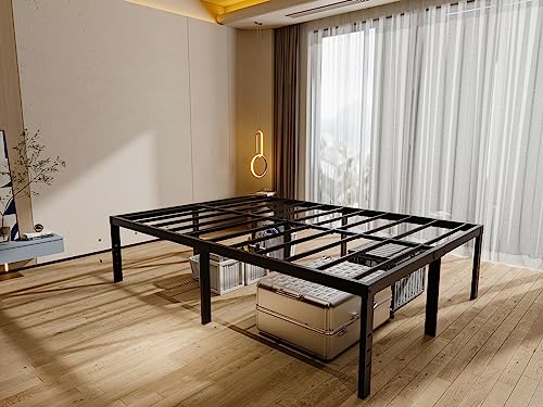 Joceret California King Bed Frames,14 Inch Tall,Heavy Duty,3500 lbs Steel Slat Support Metal Platform,No Box Spring Needed,Easy Assembly,No Noise,Cal King Bed Frame,Black