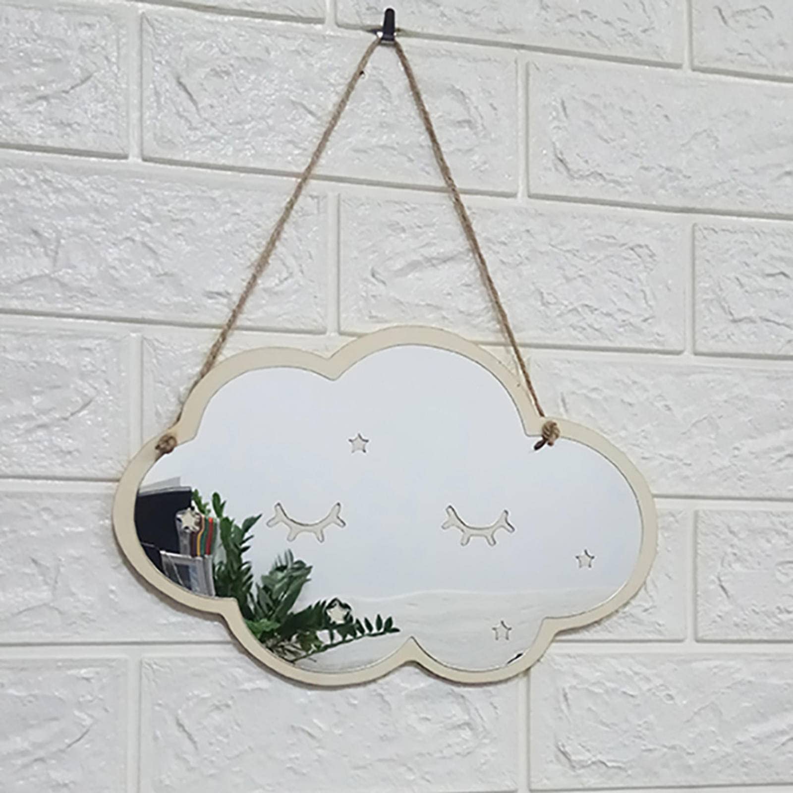FARZI Cartoon Decorative Mirror Nordic Wooden Acrylic Mirror Creative Art Wall Decoration