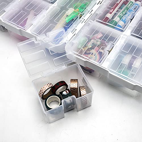 Joelver Maker Sewing Storage Oraganizer with 16 Detachable boxes, Double side Organizer case for LOL suprise dolls,Wheels Car, for Matchbox Cars, for Mini Toys,thread organizer,screw,notion storage
