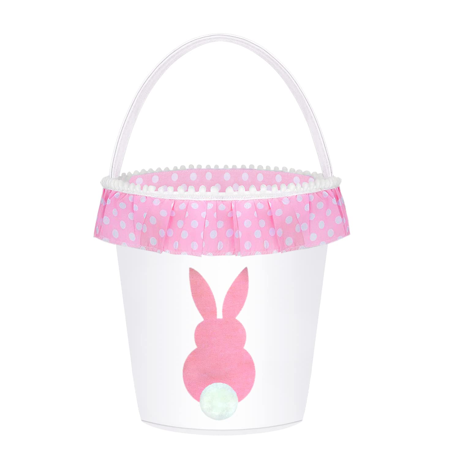 Doxrmuru Easter Basket for Kids Easter Bunny Basket Easter Gift Bags Eggs Hunt Cotton Bag Kids Easter Tote Bag Easter Decorations (Pink)