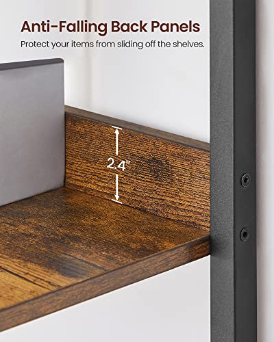 VASAGLE 5-Tier Bookshelf, Bookcase for Office, 11.8 x 23.6 x 56.7 Inches, Shelving Unit, with Back Panels, Industrial Style, for Living Room, Study, Home Office, Rustic Brown and Black ULLS117B01