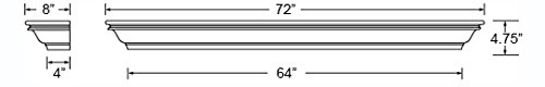 MANTELSDIRECT Mantels Direct Madison M728 72" Poplar Paint Grade Mantel Shelf - White, Madison-M728-POPP-WP