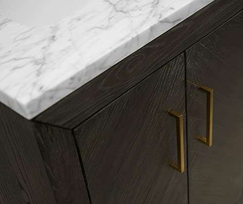 Kitchen Bath Collection Peyton 60-inch Double Bathroom Vanity (Carrara/Dark Oak): Includes Dark Oak Cabinet with Stunning Carrara Marble Countertop and White Ceramic Sinks
