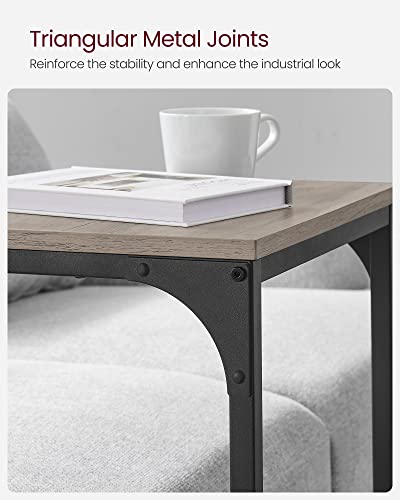 VASAGLE C-Shaped End Table, Side Table for Sofa, Couch Table with Metal Frame, Small TV Tray Table for Living Room, Bedroom, Greige and Black