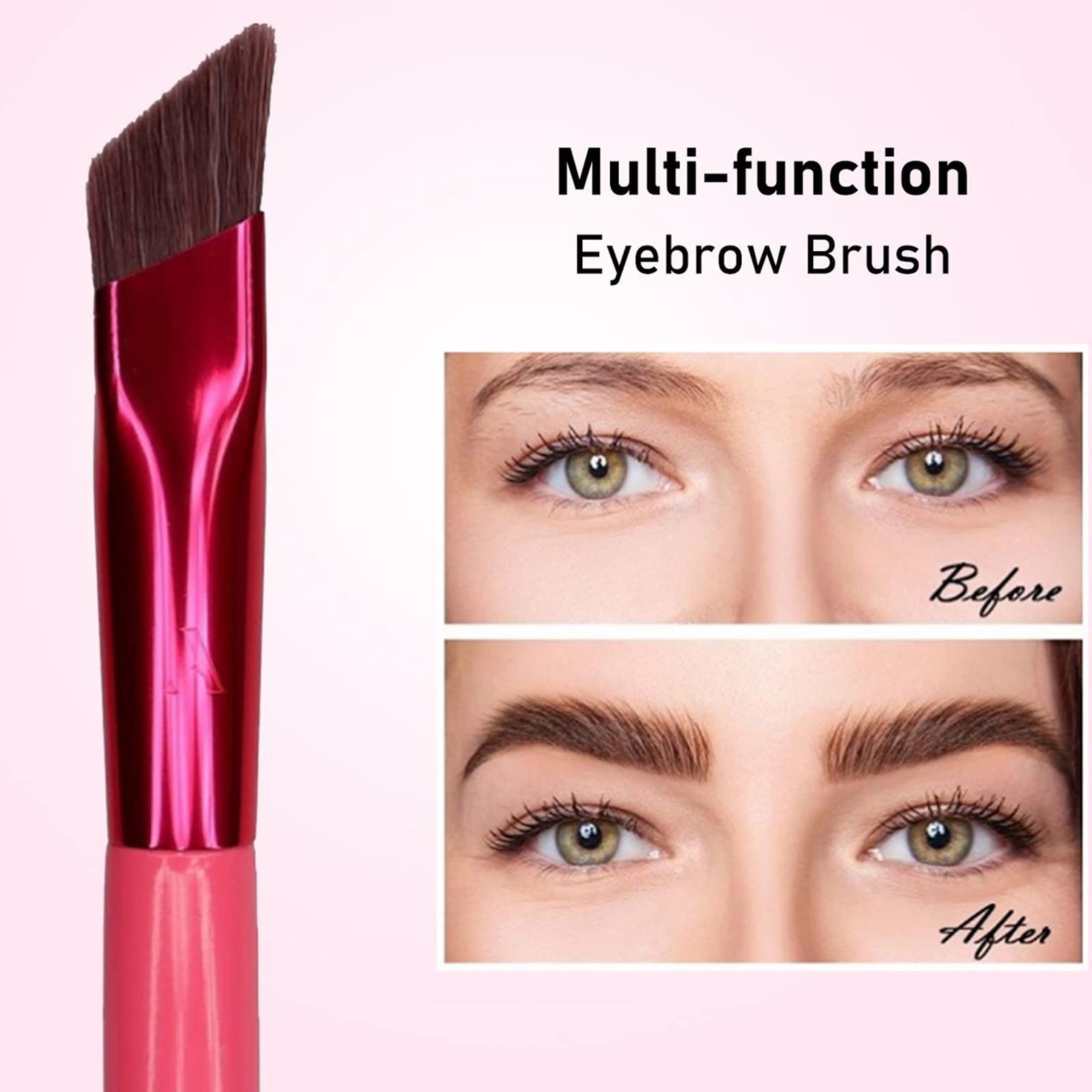 Eyebrow Brush, Multi Function Eyebrow Brush, Smooth Canvas Concealer Brush, Square Eyebrow Brush, Eyebrow Brush Square Ultra Thin Angled Eyebrow Brush (Color : 2 Packs)