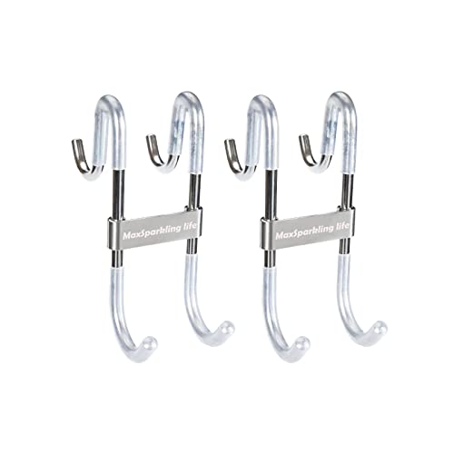MaxSparkling life 2 Pack Shower Glass Door Hooks, Stainless Steel Double Hook Design, with Silicone Cover to Prevent Scratch, Black Hooks for Bathroom Glass Door Shower Door Hanging Towels, Bathrobes