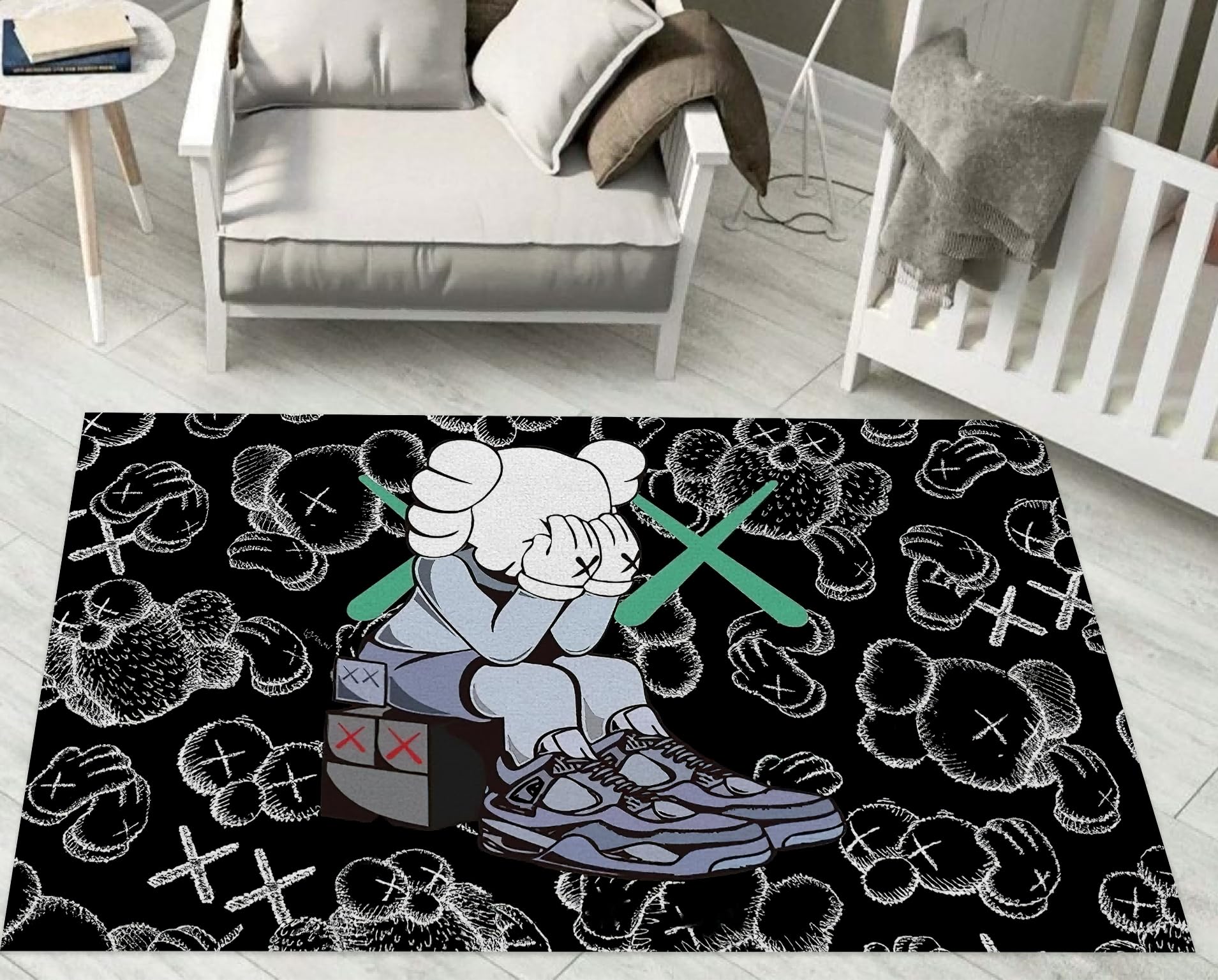 Hypebeast Area Rug 3D Digital Print Modern Abstract Art Pop Carpet Cool Hypebeast Room Decor Rug for Living Room Bedroom Playroom Non-Slip Floor Mat 5' x 7'