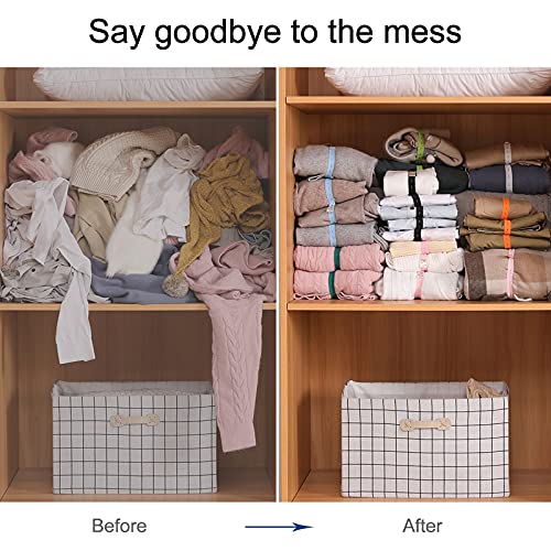 Veiai Clothing Storage Strap, 24PCS Wrapping Storage Straps with Button Clothes Organizer Tool for Houseware Closet, Travel, Trip