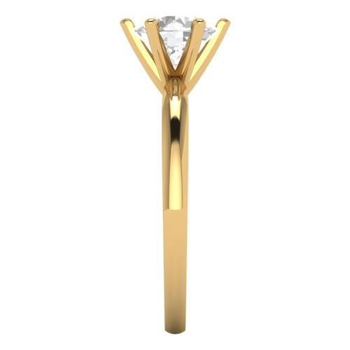 Clara Pucci 1 Ct Brilliant Round Cut Clear Simulated Diamond 14K Yellow Gold Solitaire Engagement Bridal Anniversary Ring Size 3.5