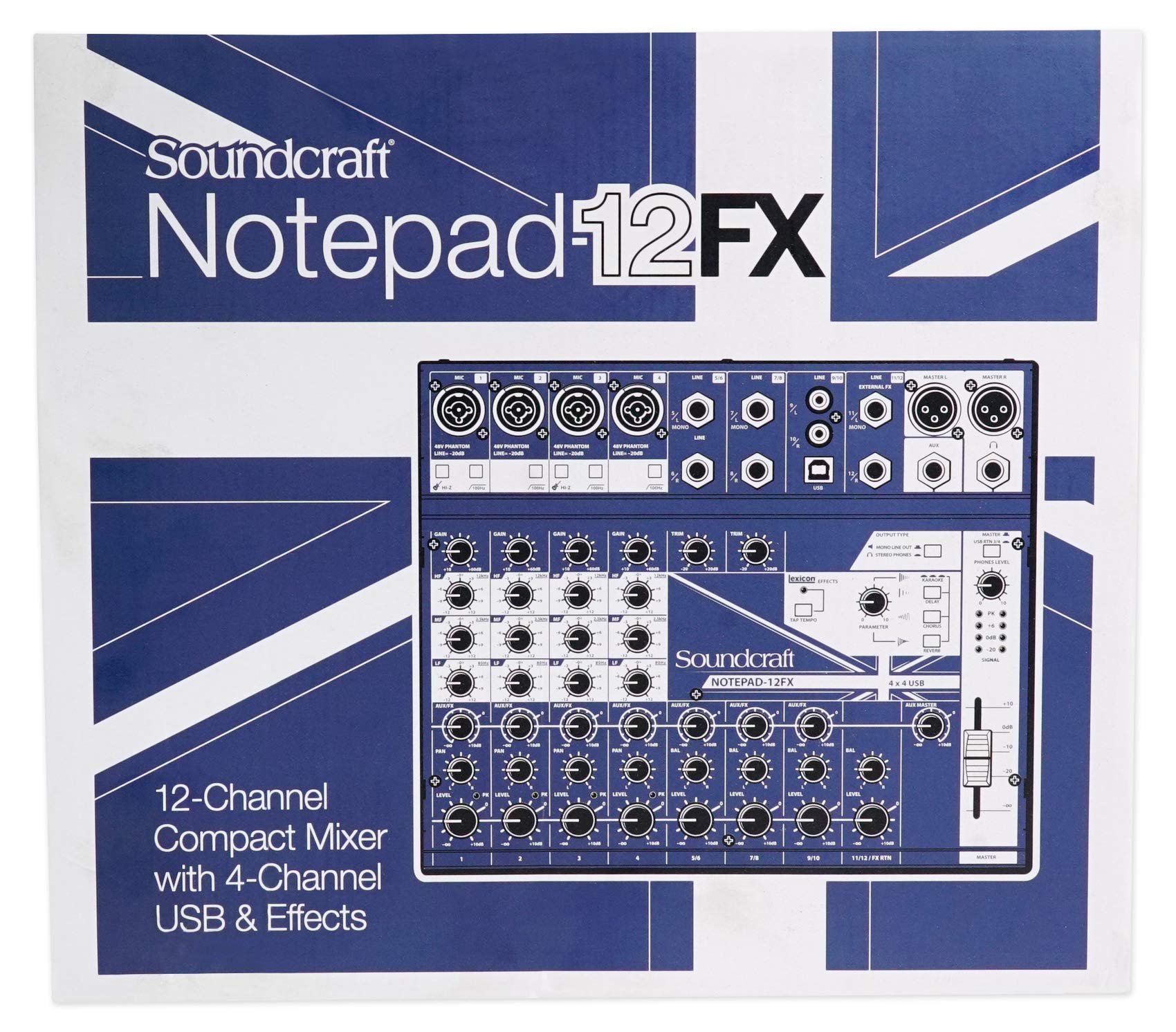 Soundcraft Notepad-12FX 12-Channel Mixer w/USB I/O+Effects+Studio Mic+Shockmount