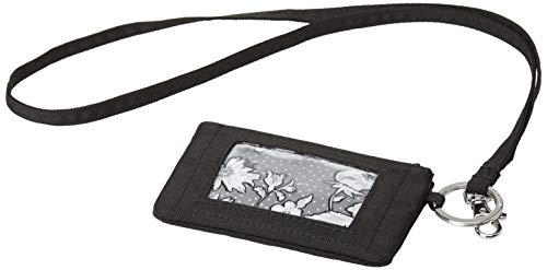 Vera Bradley Women's Recycled Lighten Up Reactive Zip ID Case and Lanyard Combo, Black, One Size